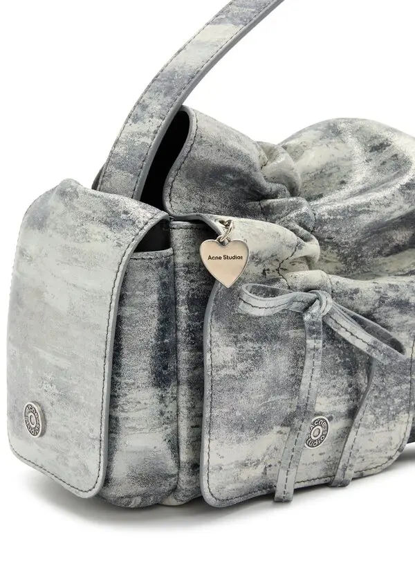 Acne Studios Metallic-Suede Top Handle Bag - Light Grey - 30% Off